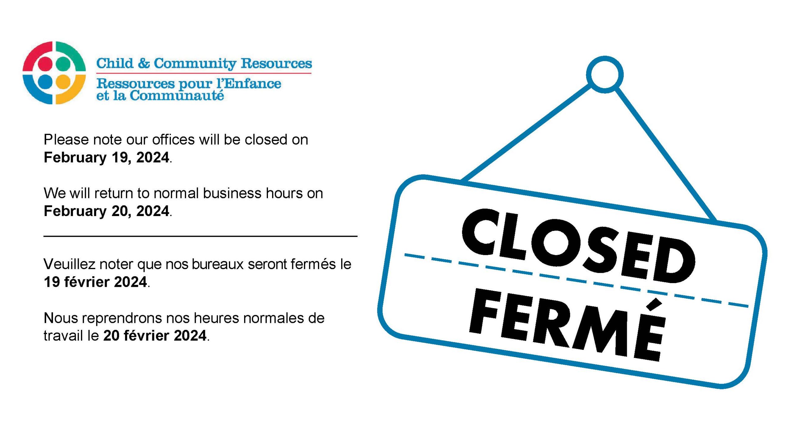 Closed for Family Day / Fermé pour la fête de la famille - Child ...