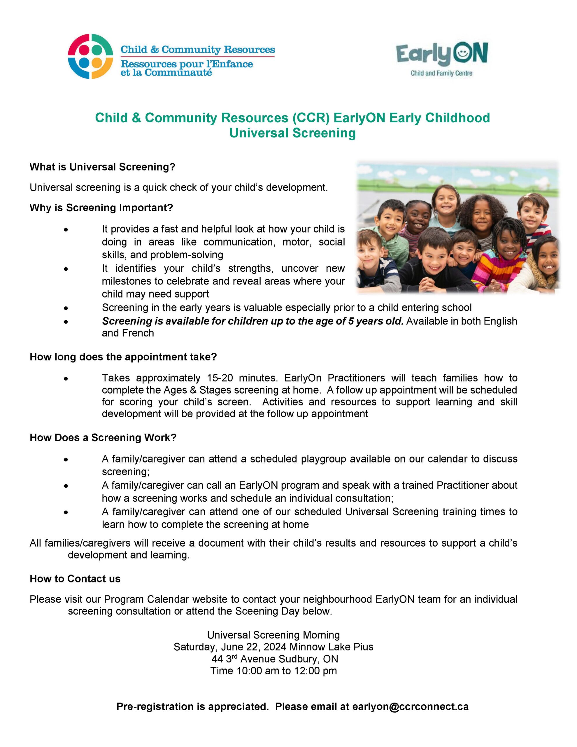 Child & Community Resources (CCR) EarlyON Early Childhood Universal ...